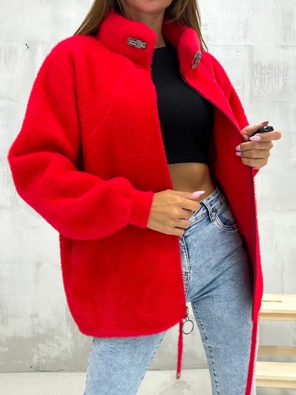 Куртка  пушистый весенняя 48-52