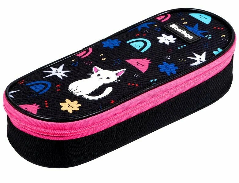 Пенал корпусный 1 отделение, 220*90*45 Berlingo "Funny colors", полиэстер