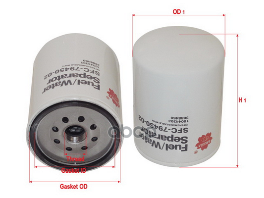 Фильтр топливный ! сепар. 2мкр H147 D108 1'X14 Liebherr Sakura арт. SFC7945002