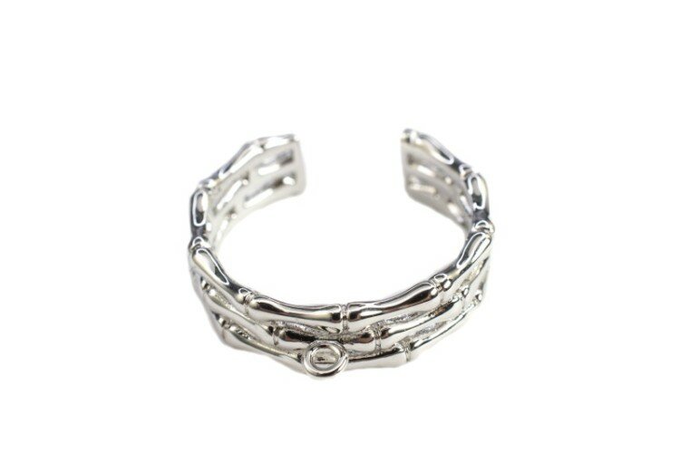 Основа для кольца 18мм (регулируется) с петелькой 1,5мм, латунь, родий, 15-042, 1шт