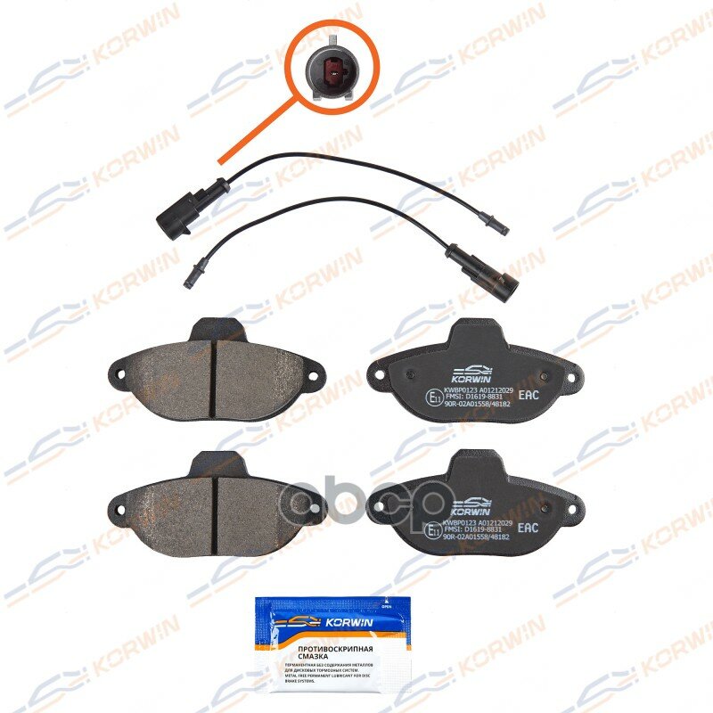 Колодки тормозные перед. Fiat Panda 03-/Punto KORWIN арт. KWBP0123