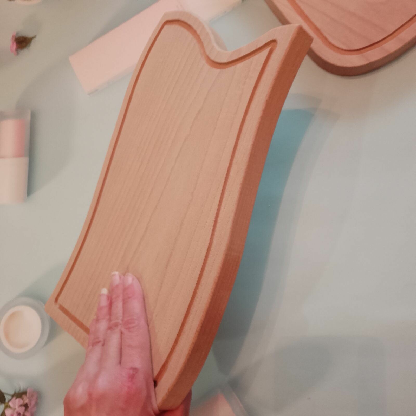 Доска сервировочная, разделочная 32-21-2 см, цельный массив бука