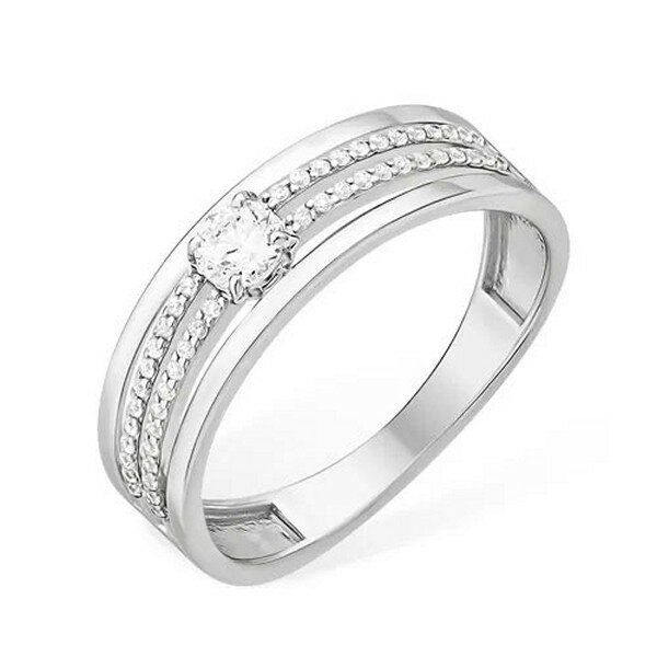 Кольцо, серебро, 925 проба, родирование, фианит