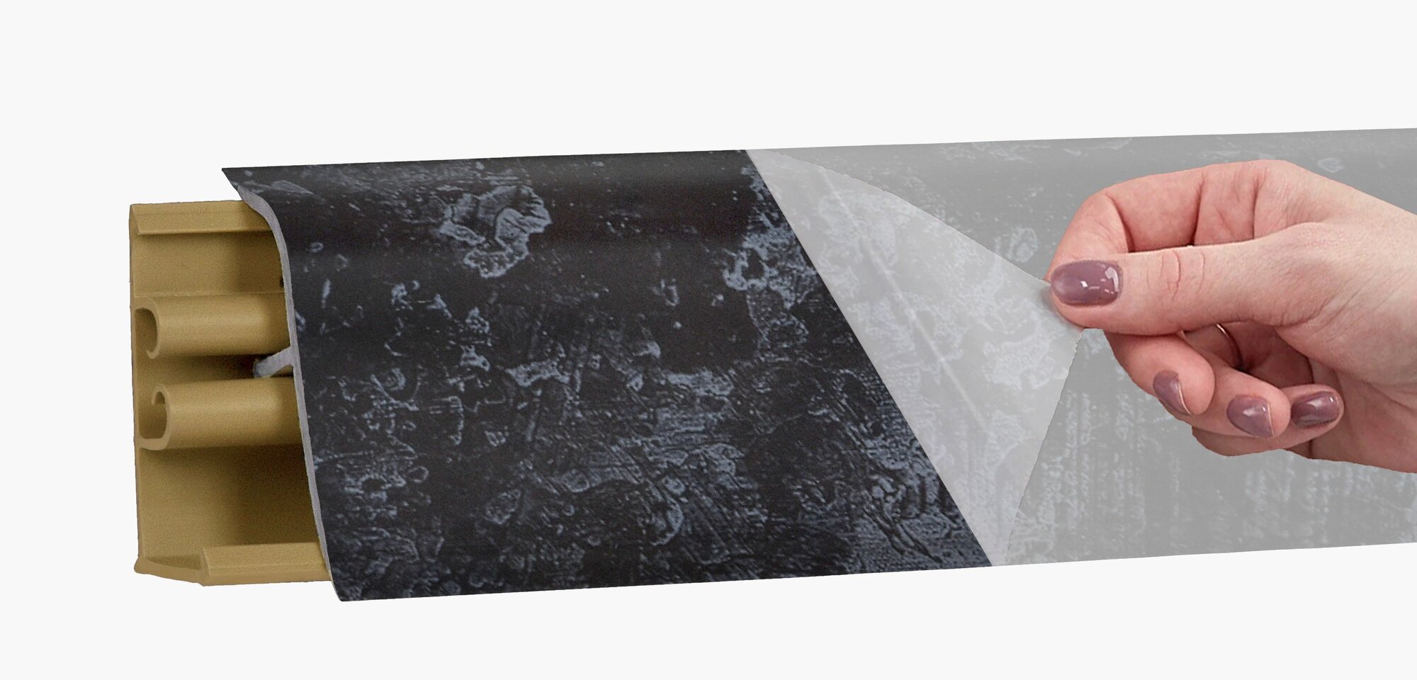 Плинтус для столешницы Korner LB38 с кабель-каналом мягкий край 24х38x3000мм ПВХ