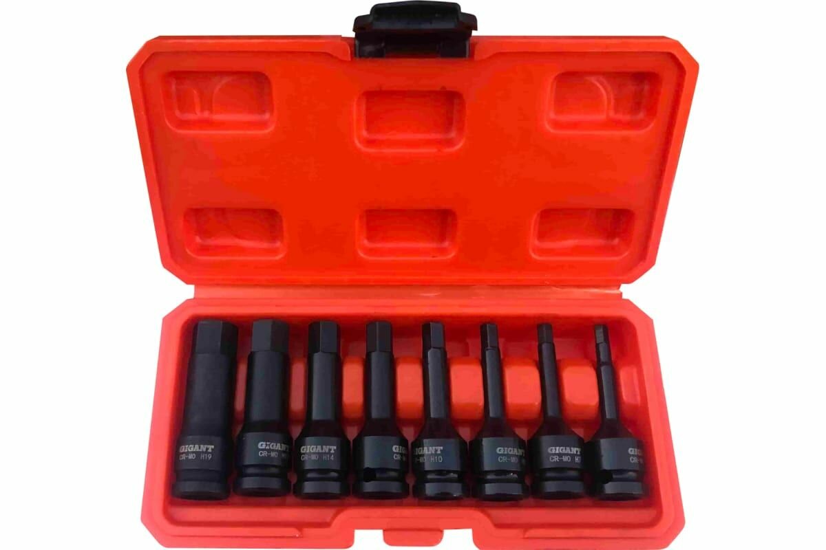 Набор головок ударных HEX, H6-H19, 8 шт, 1/2"DR Gigant G-12H6H19