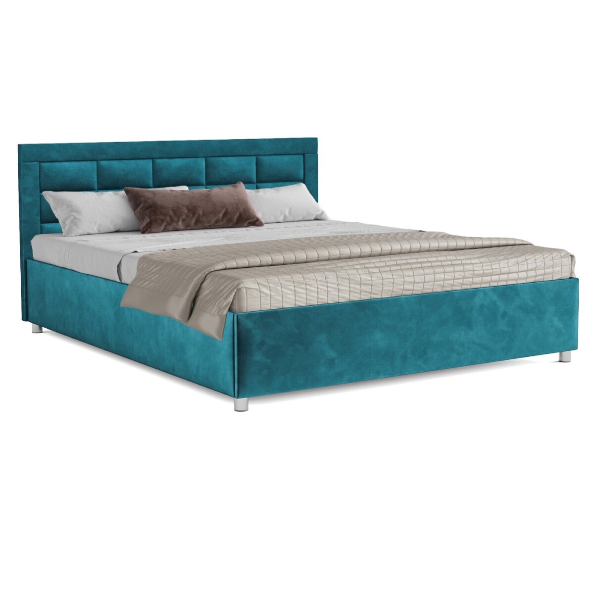Кровать Сток Диванов Twisti Atlantic бирюзовый 150 см с подъёмным механизмом, бархат антикоготь