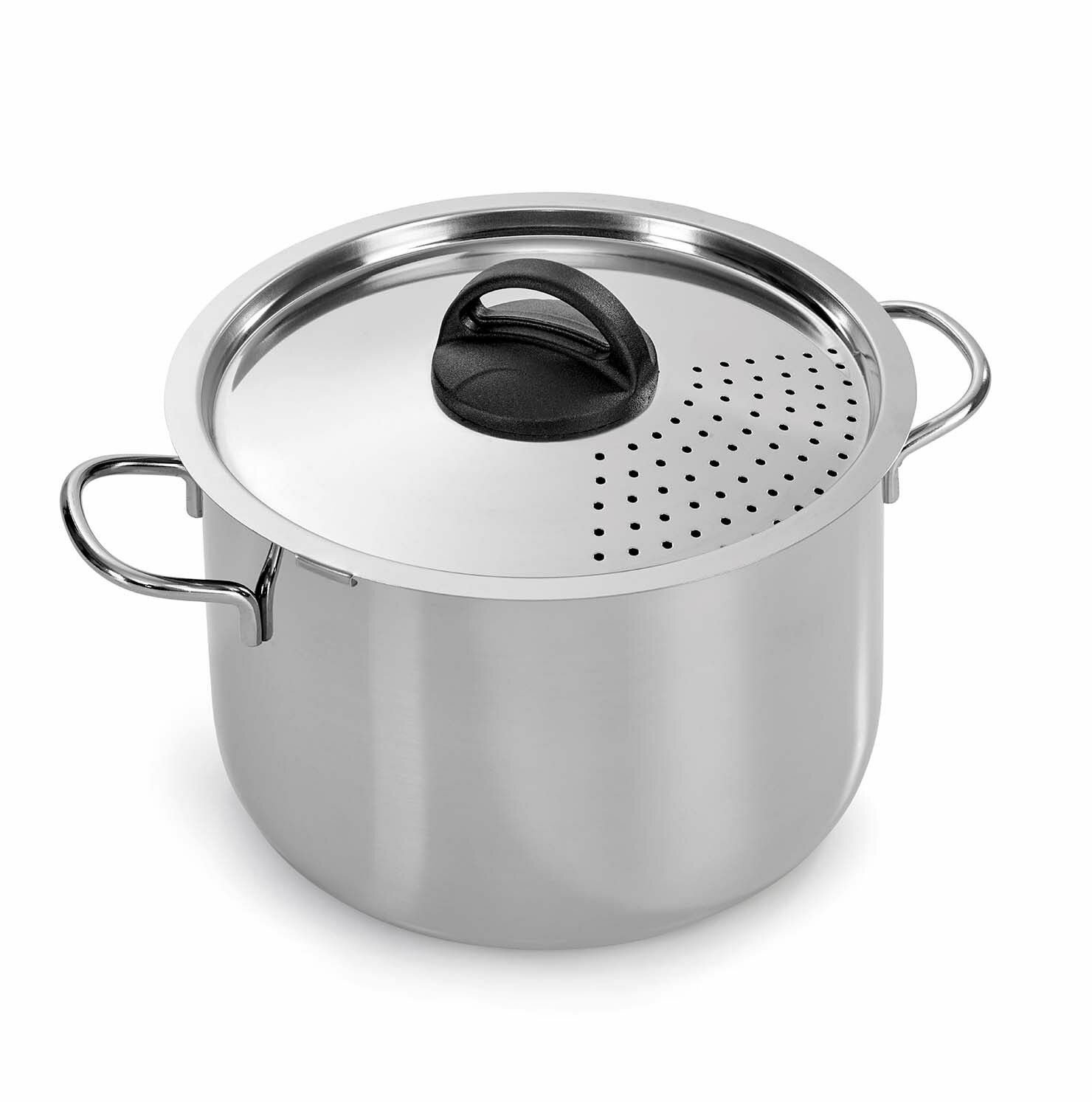 Кастрюля с крышкой сливом Barazzoni Speciale, 22 см, 5,5 л, нержавеющая сталь 18/10, серебристая
