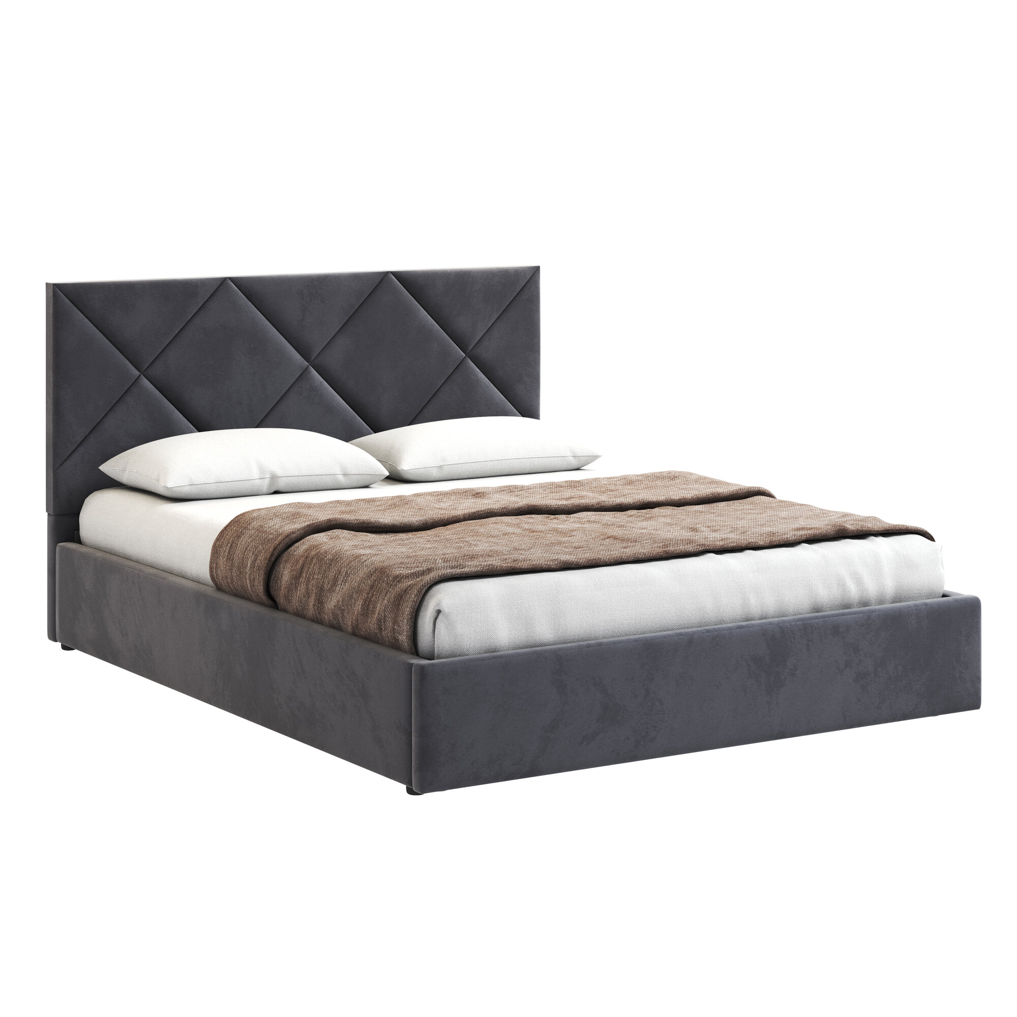 Кровать GALAXY Венера-6, двуспальная 140x200, подъемный механизм, с ящиком, темно-серый велюр (Grafit)