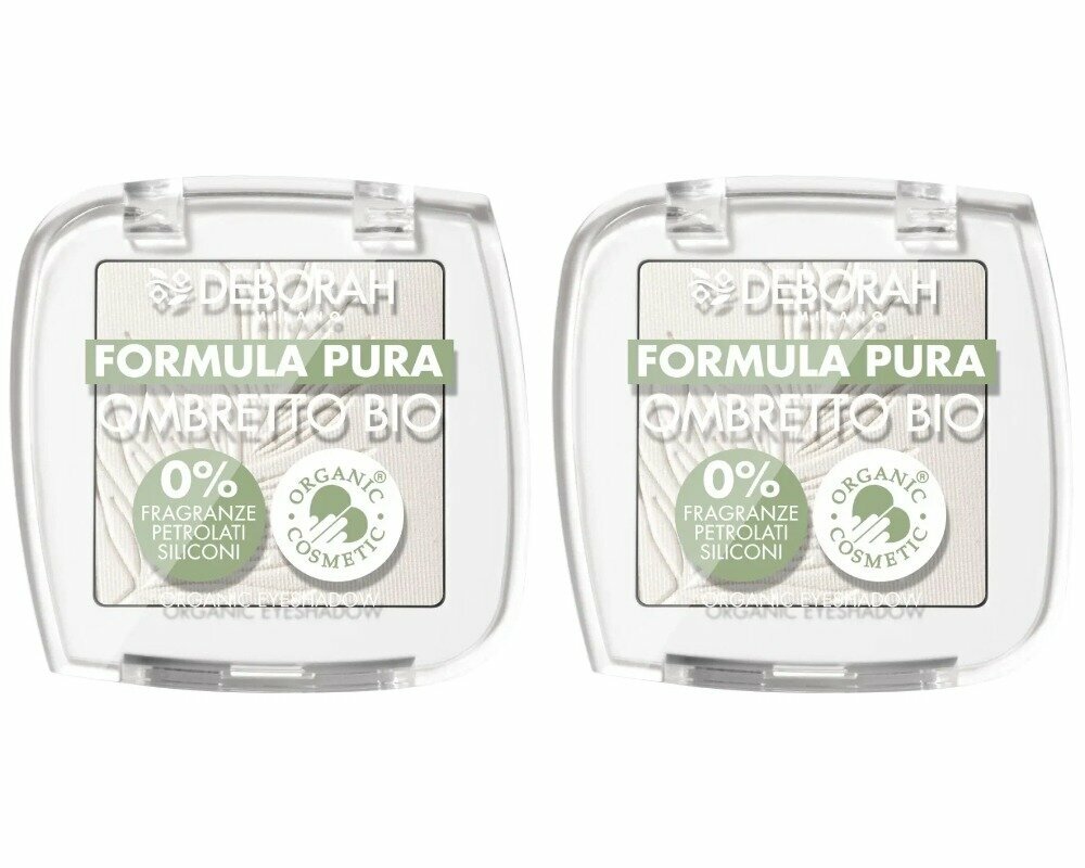 Тени для век Deborah Milano Formula Pura Ombretto Bio, тон 01 Белый, 2,5 гр, 2 шт