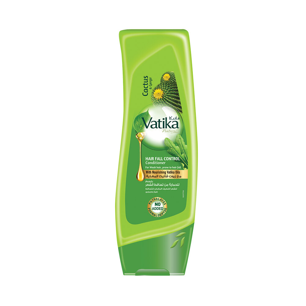 Vatika CACTUS & GERGIR Hair Fall Control Conditioner, Dabur (Ватика кактус И руккола, Кондиционер контроль выпадения для ломких, выпадающих и ослабленных волос, Дабур), 400 мл.