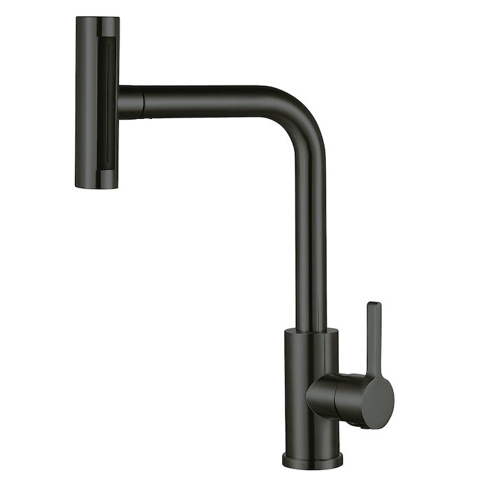 Смеситель для кухни ZORG Steel Hammer (SH 093 PVD GRAFIT) с выдвижным изливом, графитовый