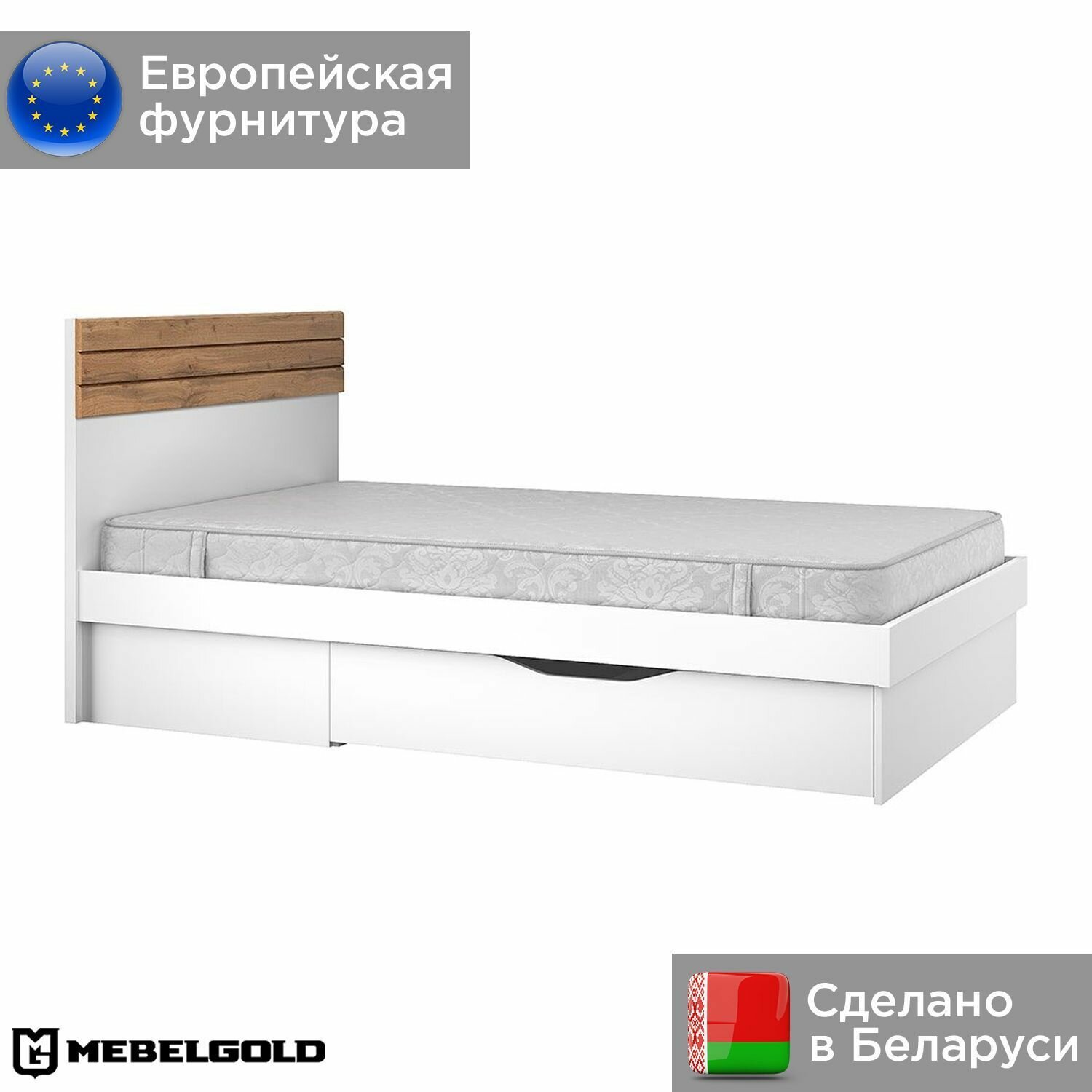 Кровать Таурус / Taurus 120S МебельГолд, 126.2х205.9х99.8 см