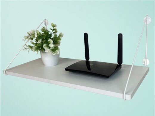 Полочка навесная Бруно 60 х 30, высота 26 см, белый кронштейн, полка белый шагрень