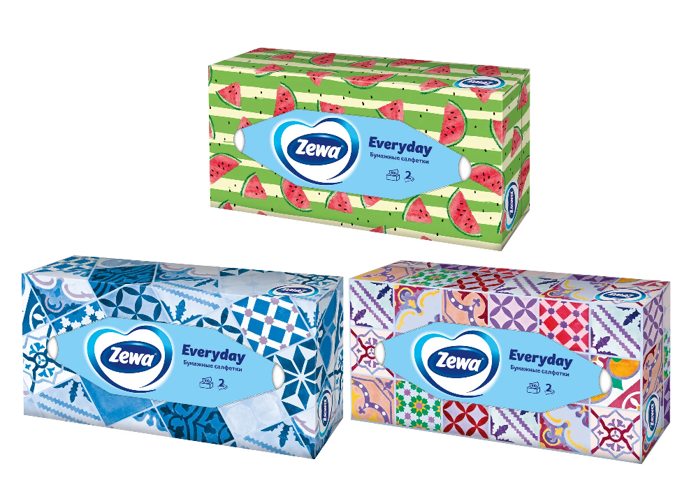 Салфетки бумажные косметические "зева евридей" в коробке 100шт * 3уп