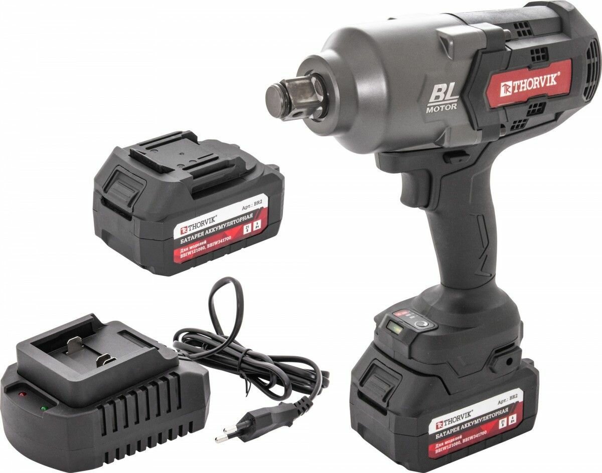 BBIW121700 Гайковерт ударный аккумуляторный бесщёточный 1/2"DR, 21В, 1700 Нм Thorvik