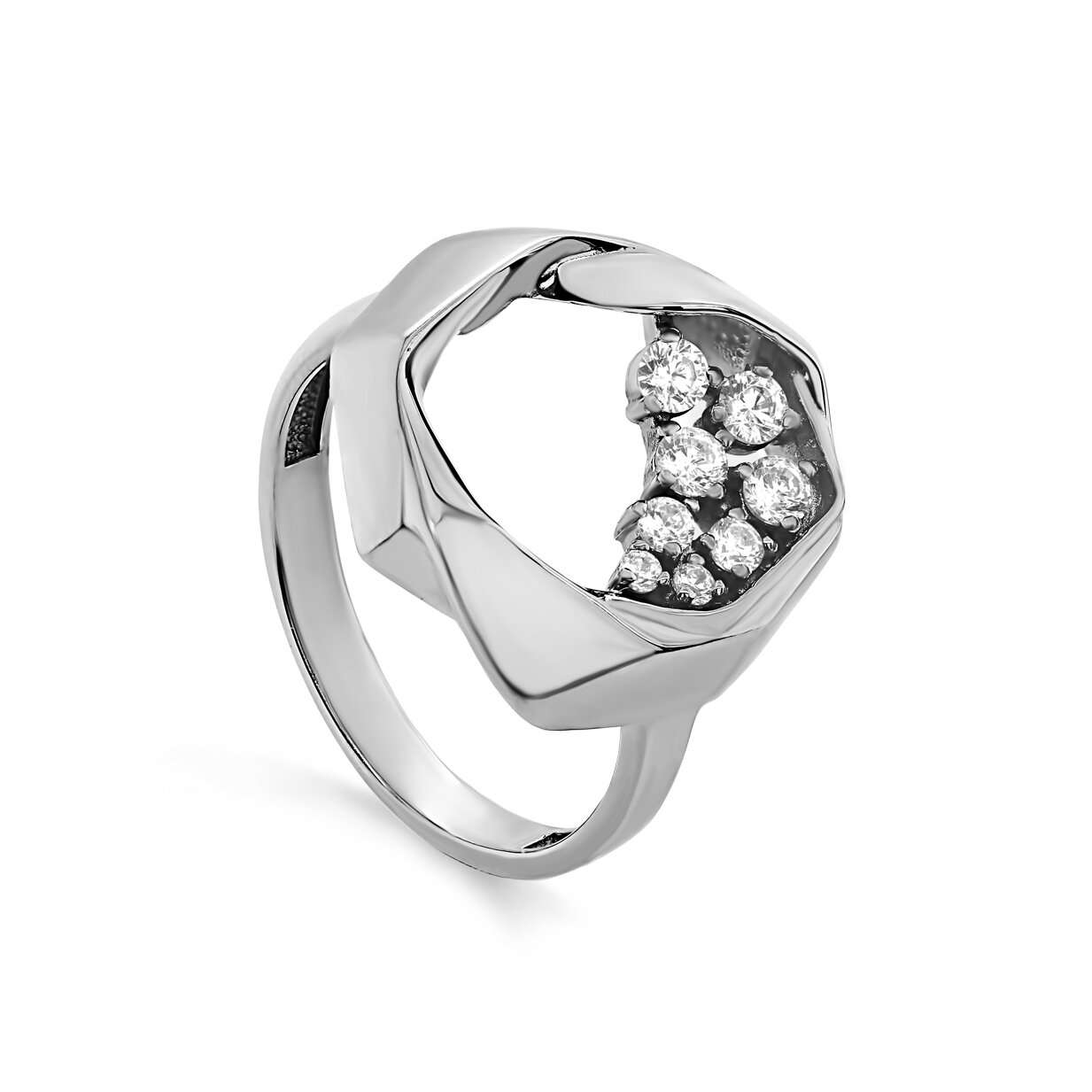 Кольцо, серебро, 925 проба, фианит
