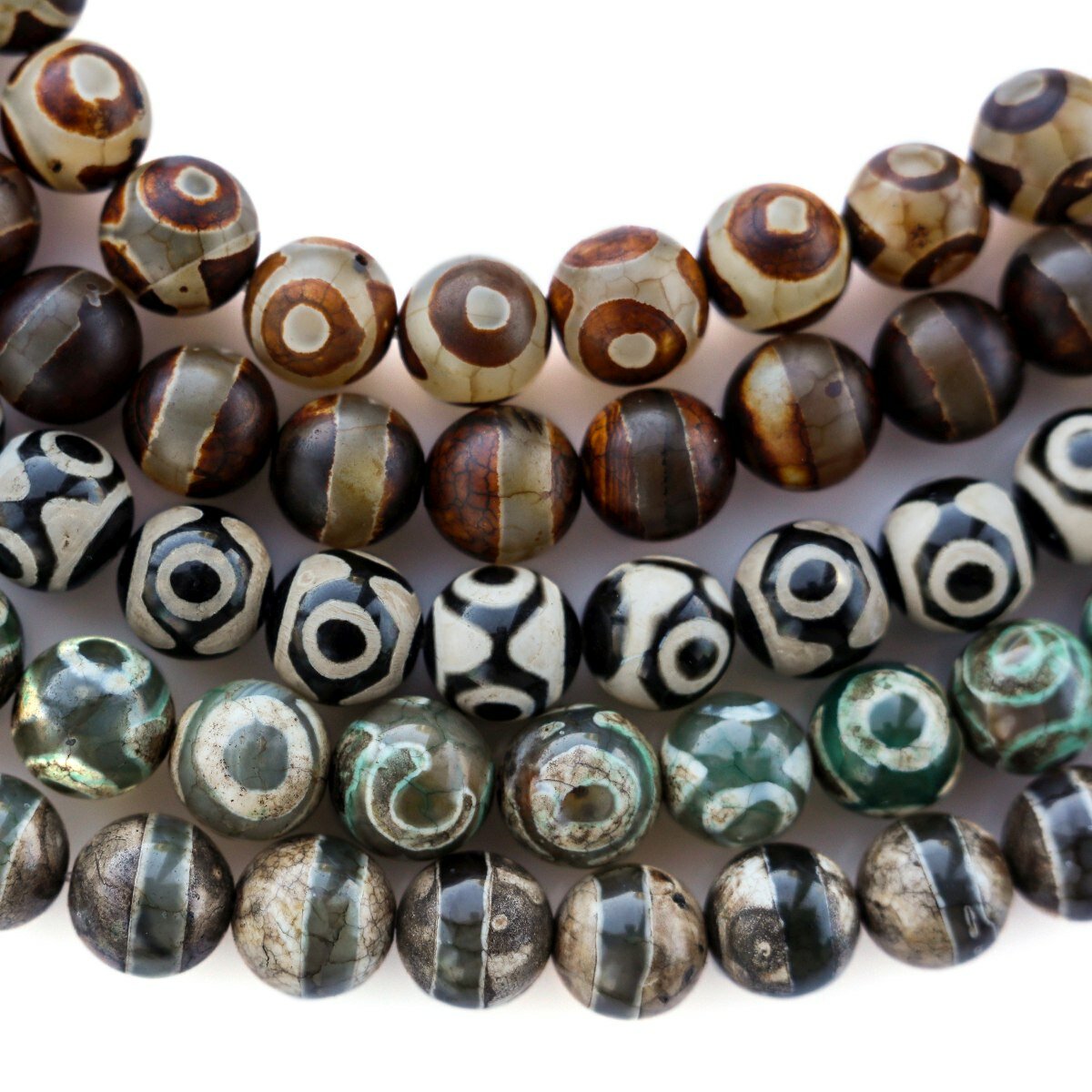 Агат Бусины натуральные 10 шт, цвет коричнево-фиолетовый, с рисунком, размер 10 мм