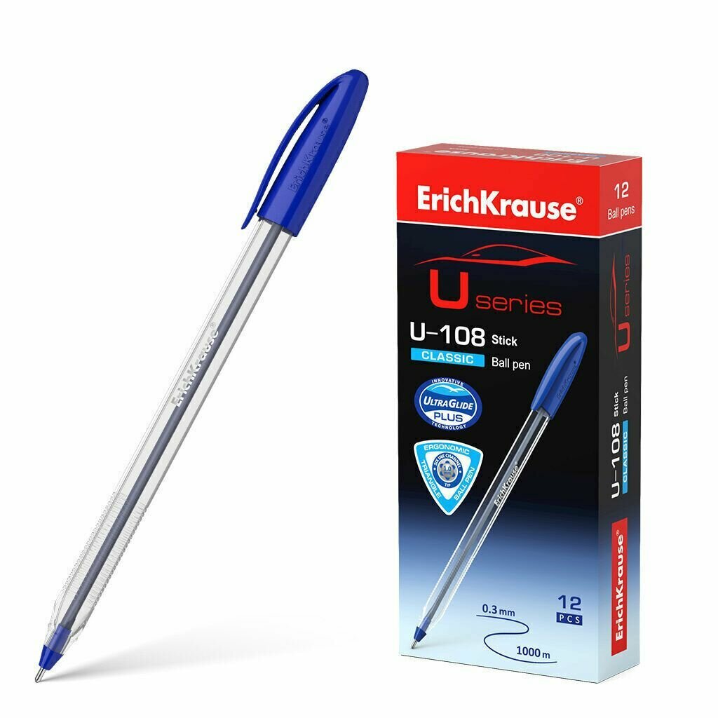 Ручка шариковая ErichKrause U-108 Original Stick 1.0, Ultra. Комплект из 50 ручек