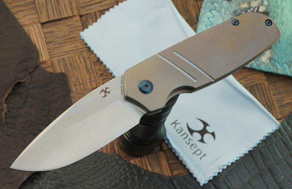 Складной нож Kansept Knives Turaco, сталь CPM S35VN, сатин, рукоять бронзовый титан