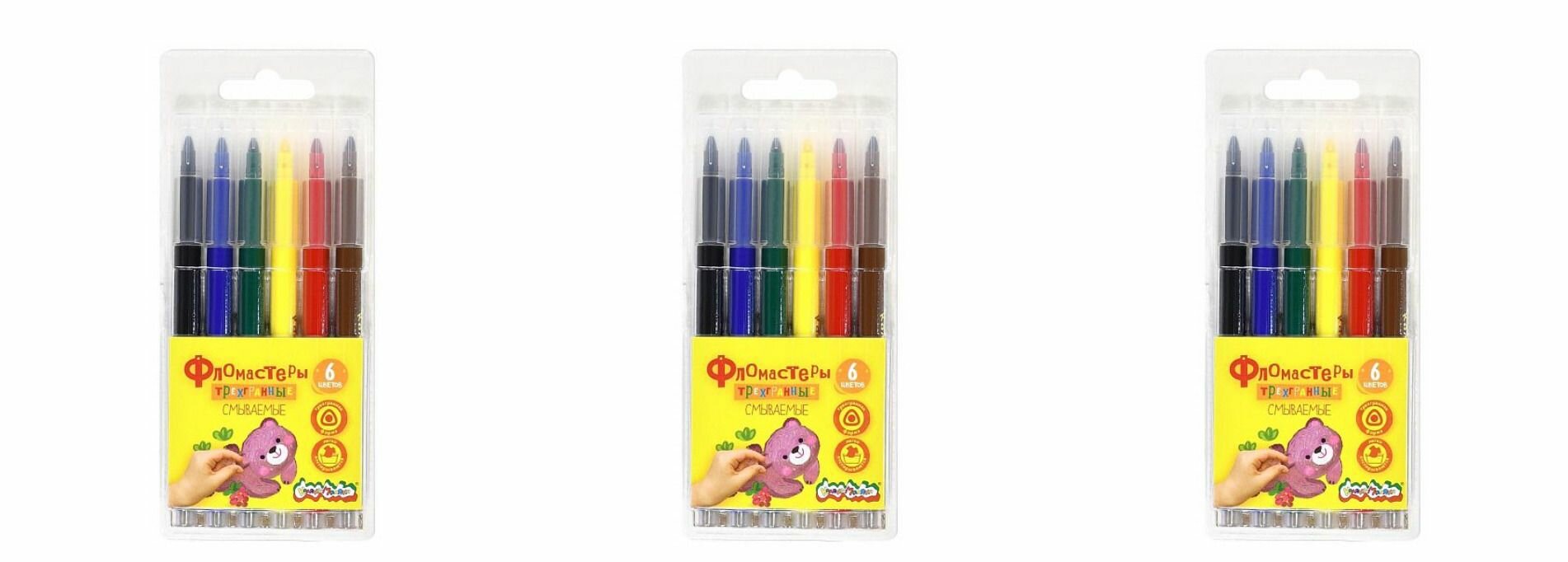 Каляка-Маляка Фломастеры, 6 цветов, 3 уп