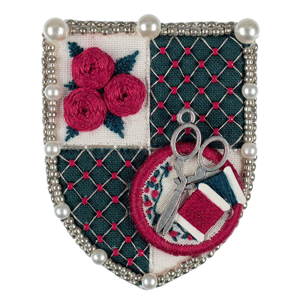 Klart 10-515-RI24 Брошь Герб вышивальщицы - набор для вышивания размер 4.5 х 9.5 см