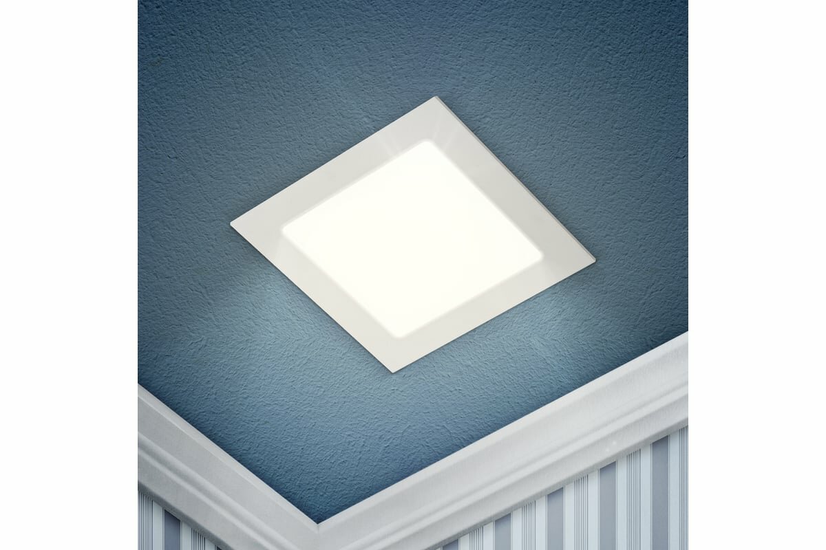 ЭРА LED 2-18-4K квадратный светильник 18W 220V 4000K Б0019461 для офисов и помещений