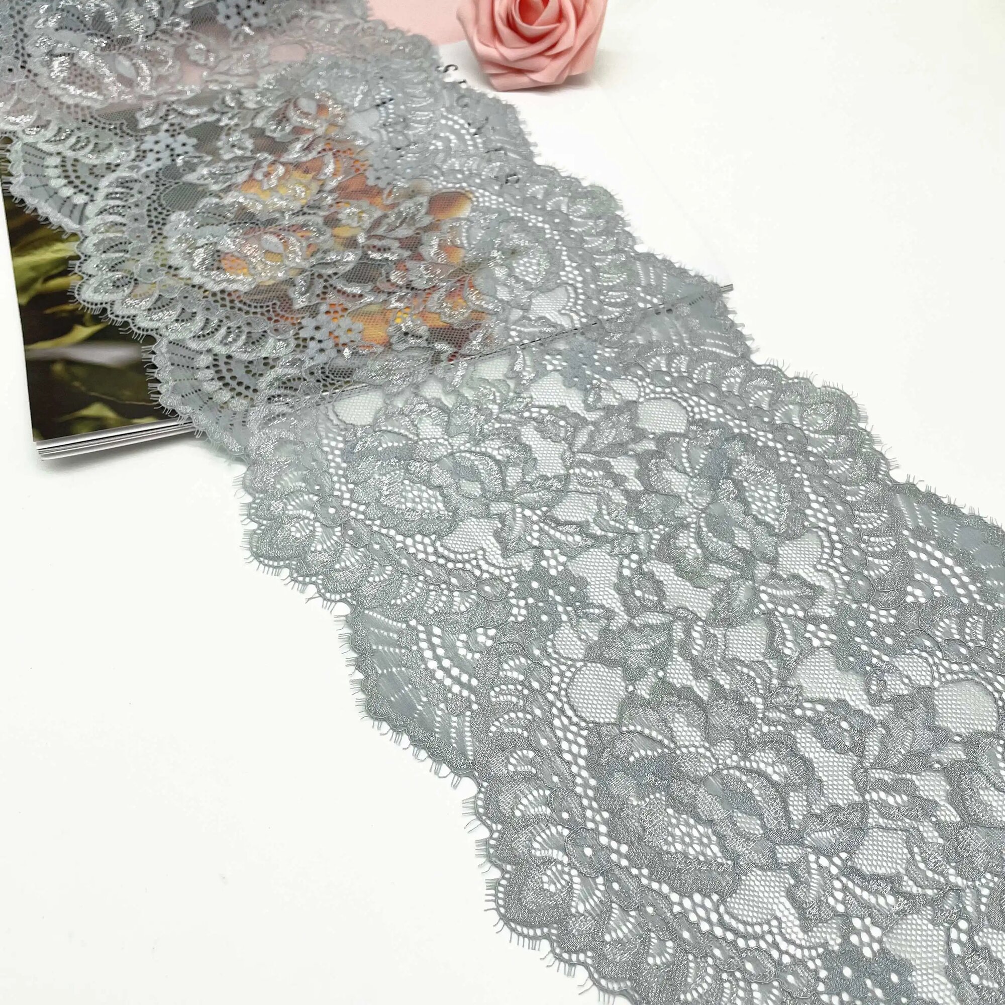 Кружевная лента Vieruodis сер Gray Silver 23см