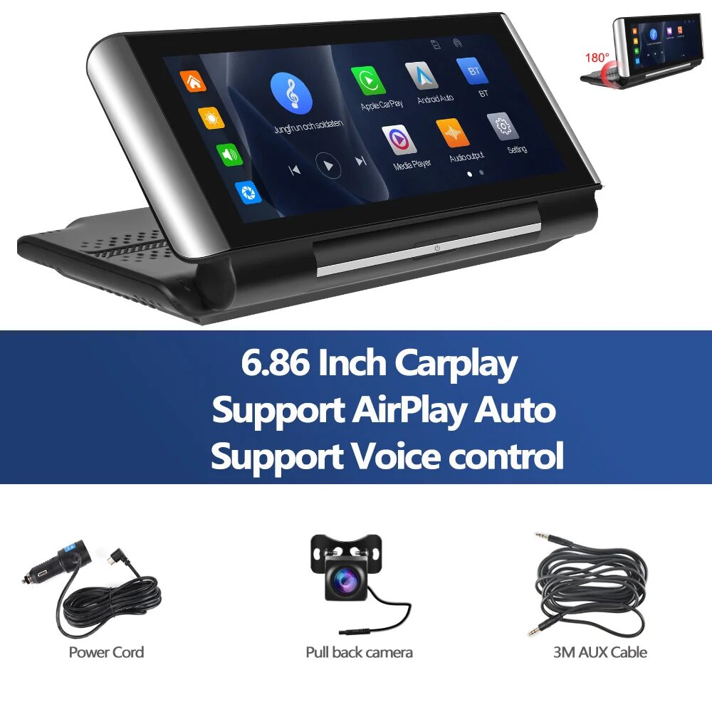 Автомобильный монитор Podofo, 6,86 дюйма, на Android, с голосовым управлением