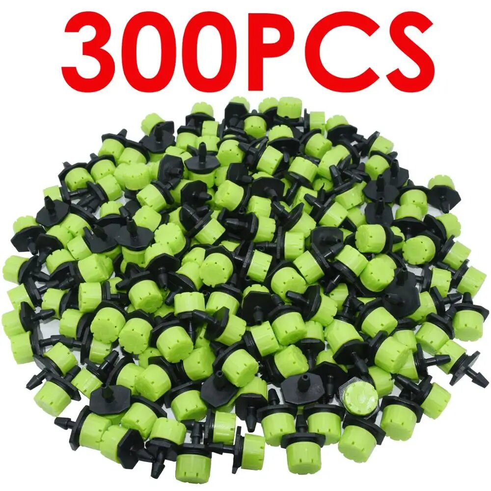 300шт. капельницы для полива, зеленые, черные