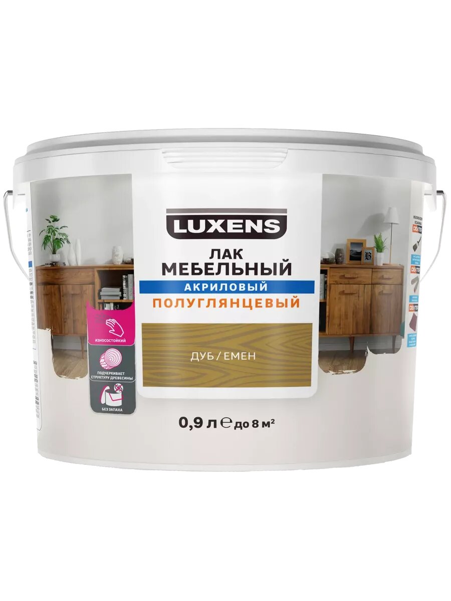 Лак для мебели акриловый полуглянцевый 0.9 л