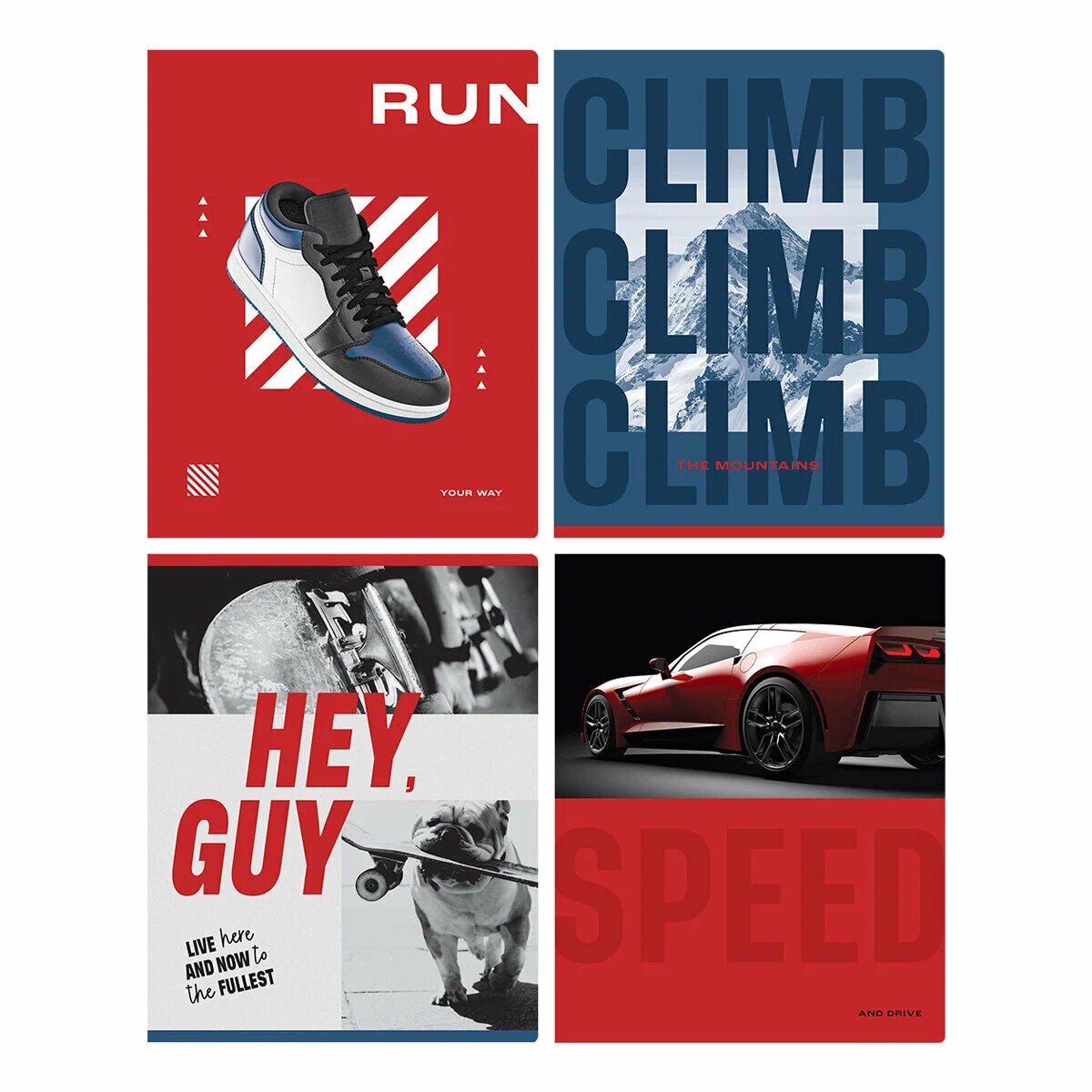 Тетрадь 60л, А5, клетка BG "Твой путь", глянцевая ламинация, 4шт.