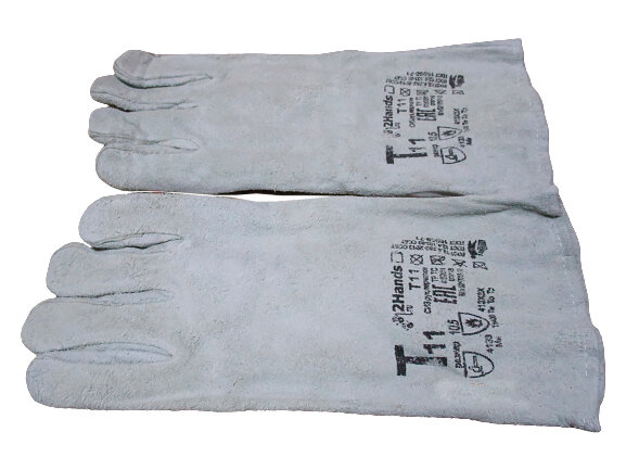 Краги спилковые пятипалые на подкладке/Краги сварщика 2Hands Т11