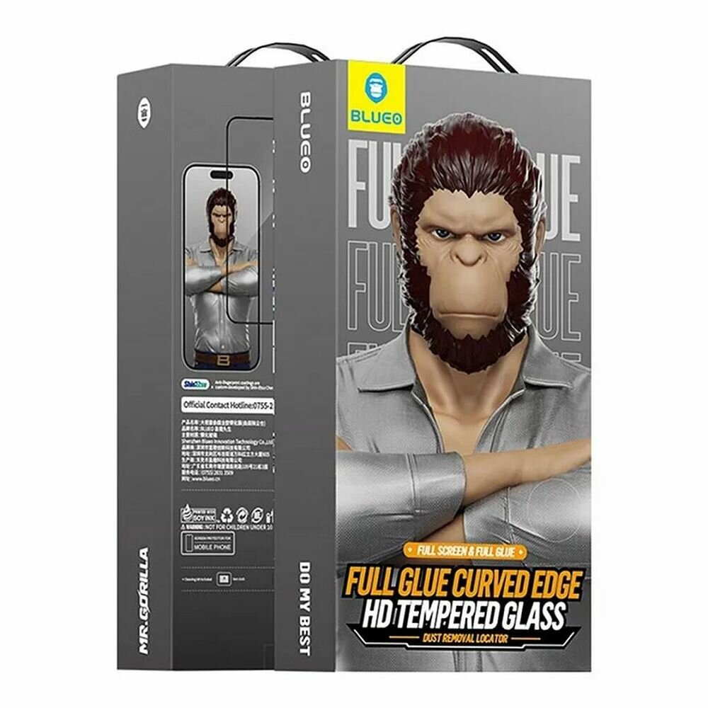 Защитное стекло BlueO для iPhone 16 Pro Max 3D Curved Hot Bending Black (совместимо iPhone 17 Pro Max) + installer