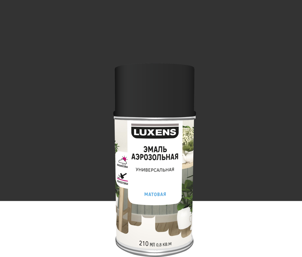 Эмаль аэрозольная декоративная Luxens матовая цвет черный 210 мл