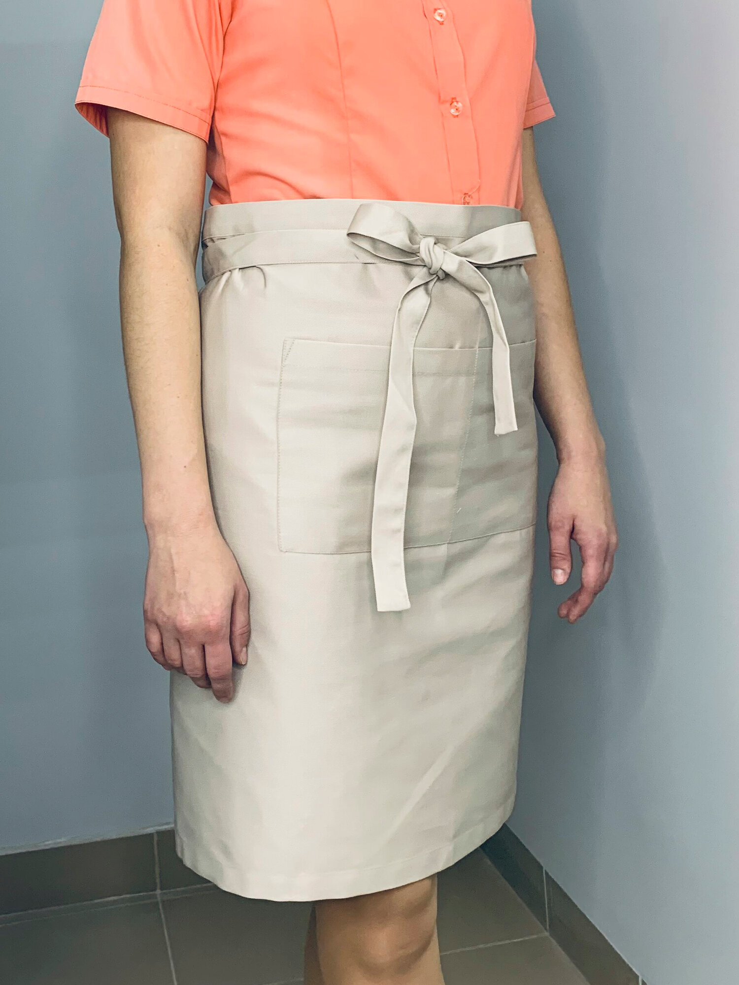 Фартук бежевый для официанта поясной 50 см KREATEX / креатекс