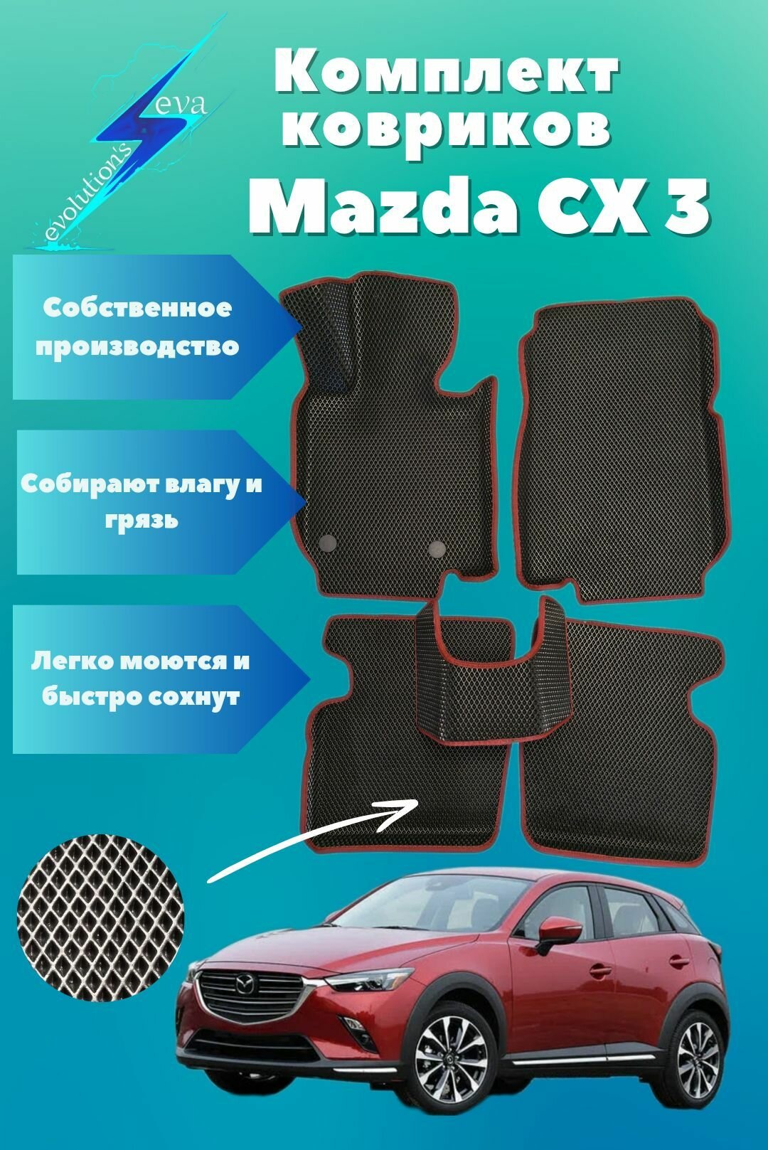 Автоковрики Ева для Mazda CX3 (2015-н. в)
