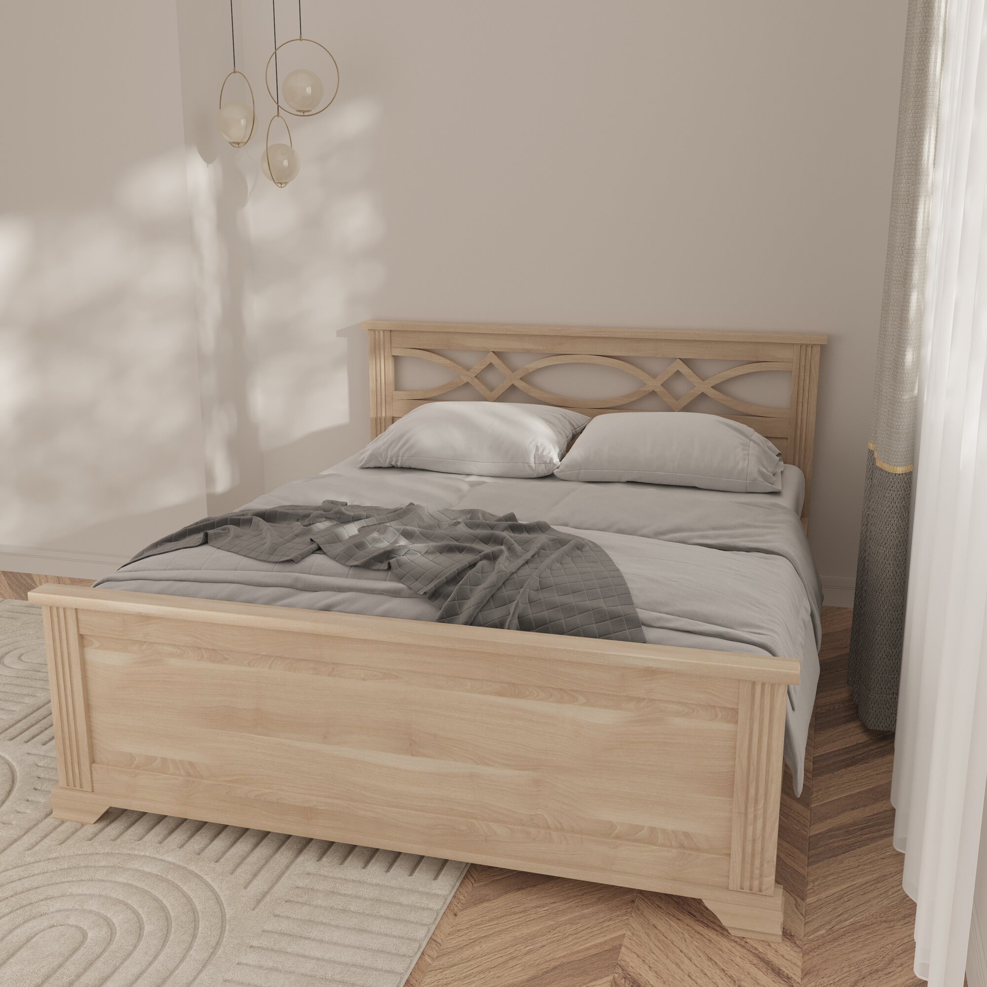 Двуспальная кровать рианна Лира, 160x200 см, каркас из массива сосны, цвет грецкий орех 1