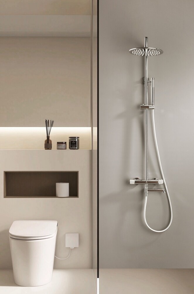 Душевой комплект с тропическим душем и термостатом из латуни Ganzer GZ19170 хром