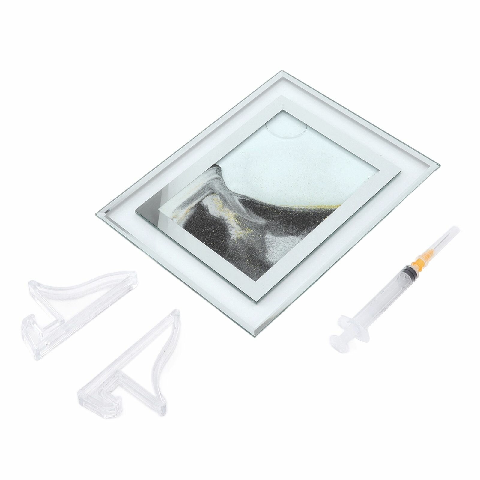 3D-картина Зыбучий песок , украшение для рабочего стола, струящийся песочный арт-орнамент со стеклянной рамкой, черный цвет для домашнего офиса