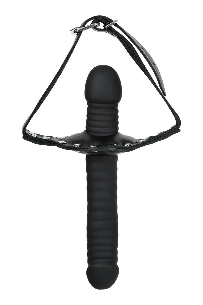 БДСМ Кляп-фаллос ToyFA черный, в форме фаллоса, 19см, с замком