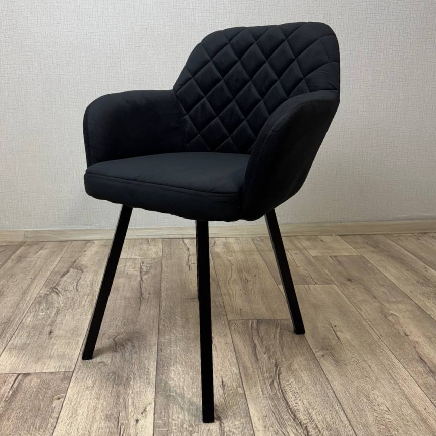 Стул для клиента на ножках с подлокотниками, FitBest, Оззи, велюр, черный