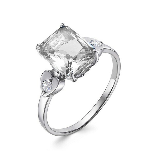 Кольцо, серебро, 925 проба, родирование, фианит