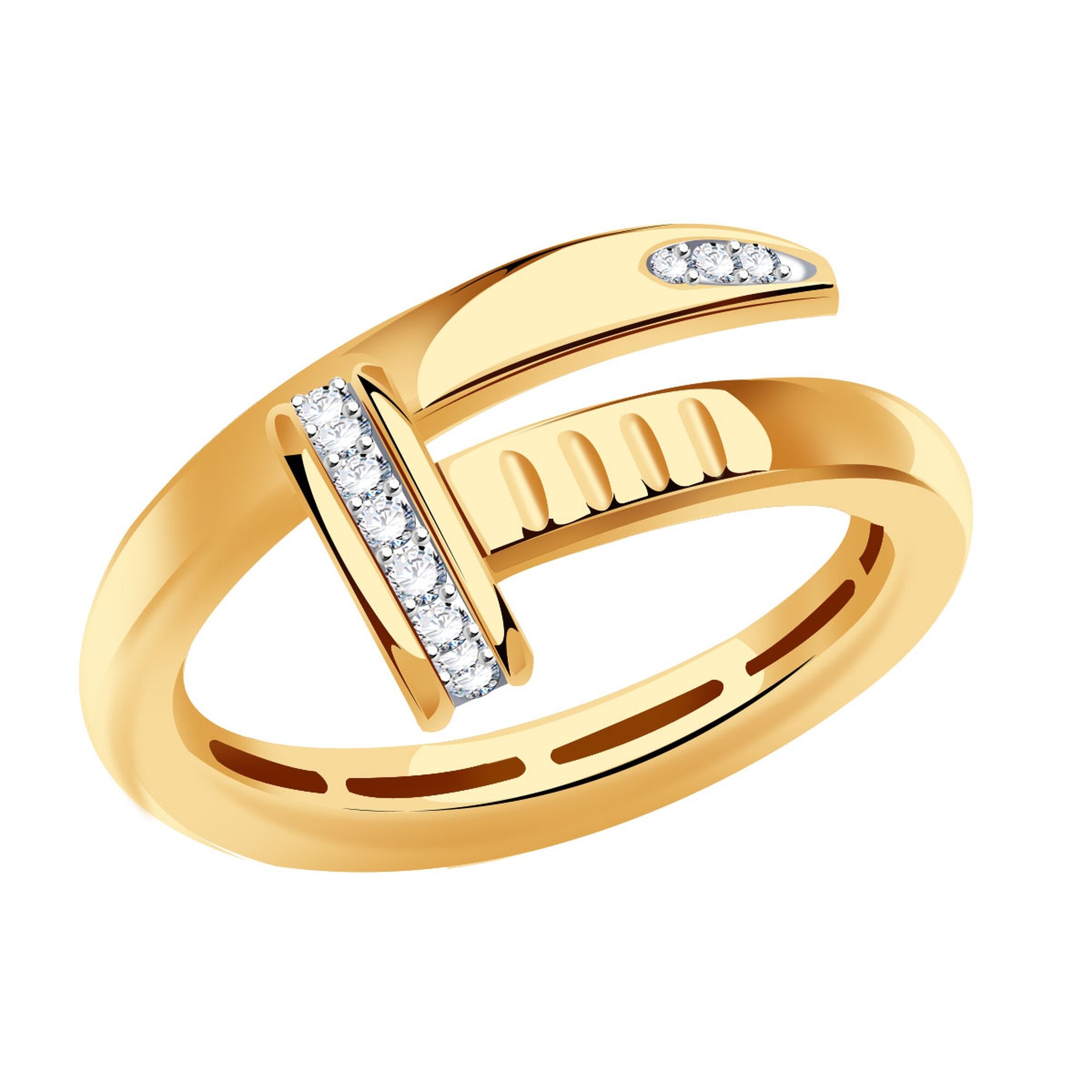 Кольцо Diamant online, красное золото, 585 проба, фианит