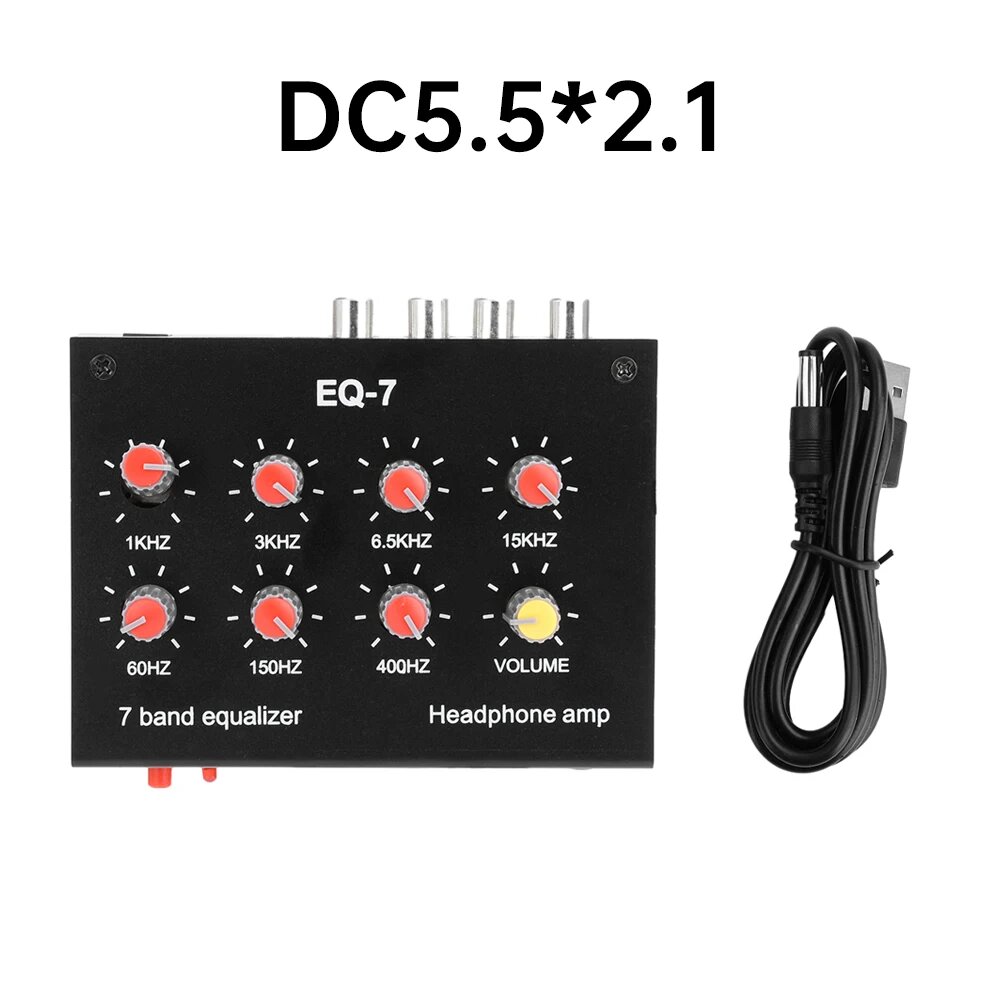 EQ-7 7-полосный эквалайзер с усилителем для наушников, DC5.5x2.1