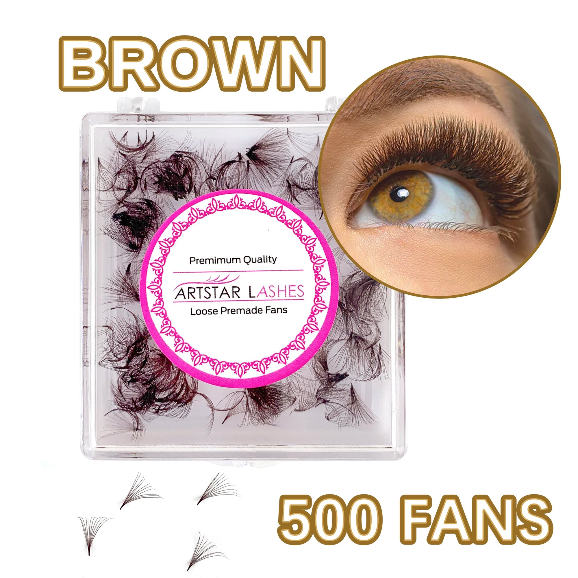 ARTSTAR Веерные ресницы 5D-20D, D изгиб, 14mm, коричневые