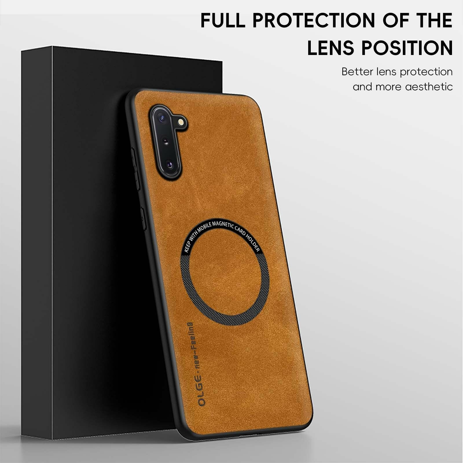 Чехол на Samsung Galaxy Note 10(Самсунг Галакси Нот 10) Роскошная кожа magsafe противоударный