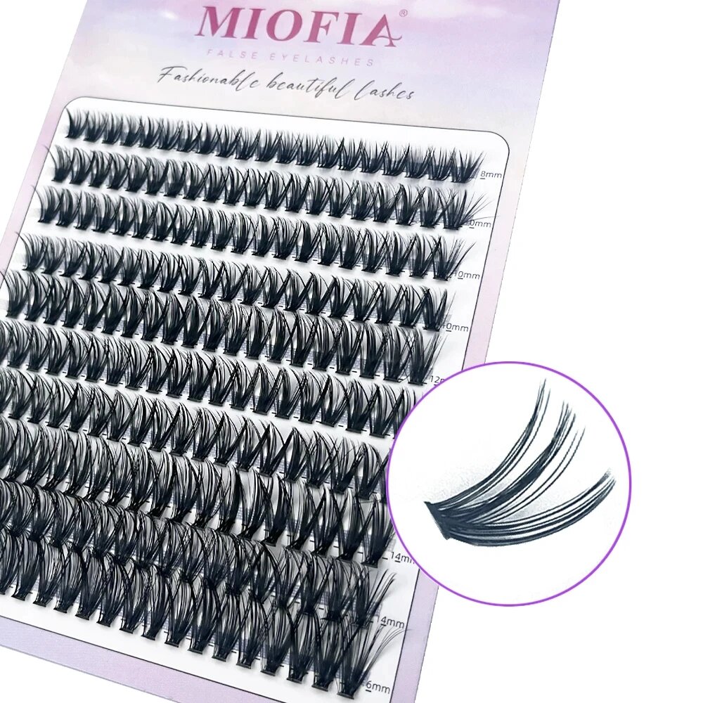 MIOFIA ресницы пучки D-изгиб, 30D, черные