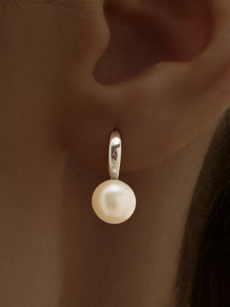 Серьги, серебро, 925 проба, родирование, жемчуг