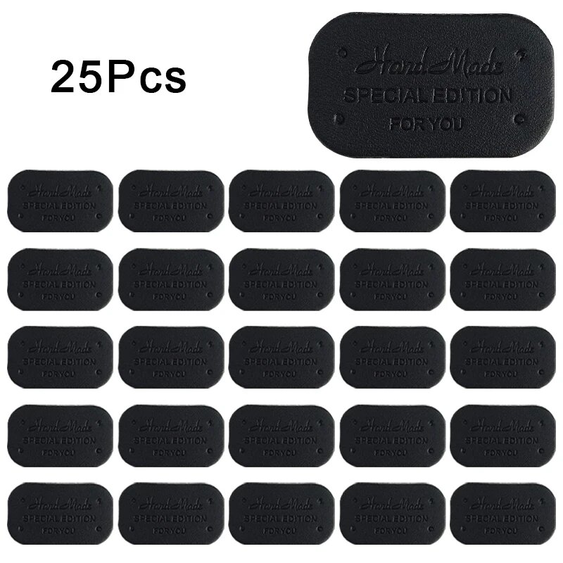 Кожаные этикетки для одежды 25/50 шт Черный, 25pcs black