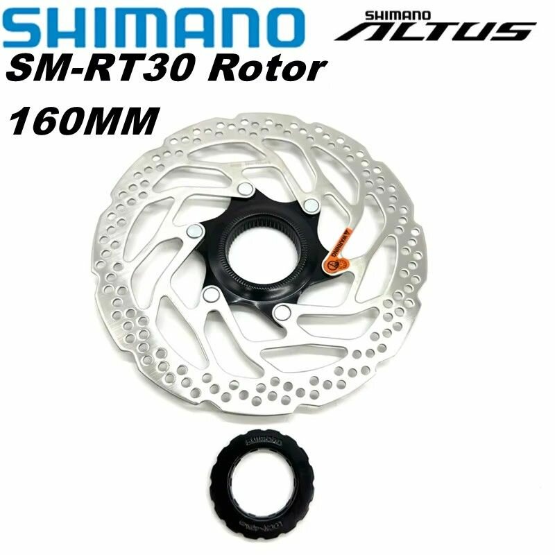 Тормозной диск Shimano RT30, 160мм, C.Lock, только для полимерных колодок